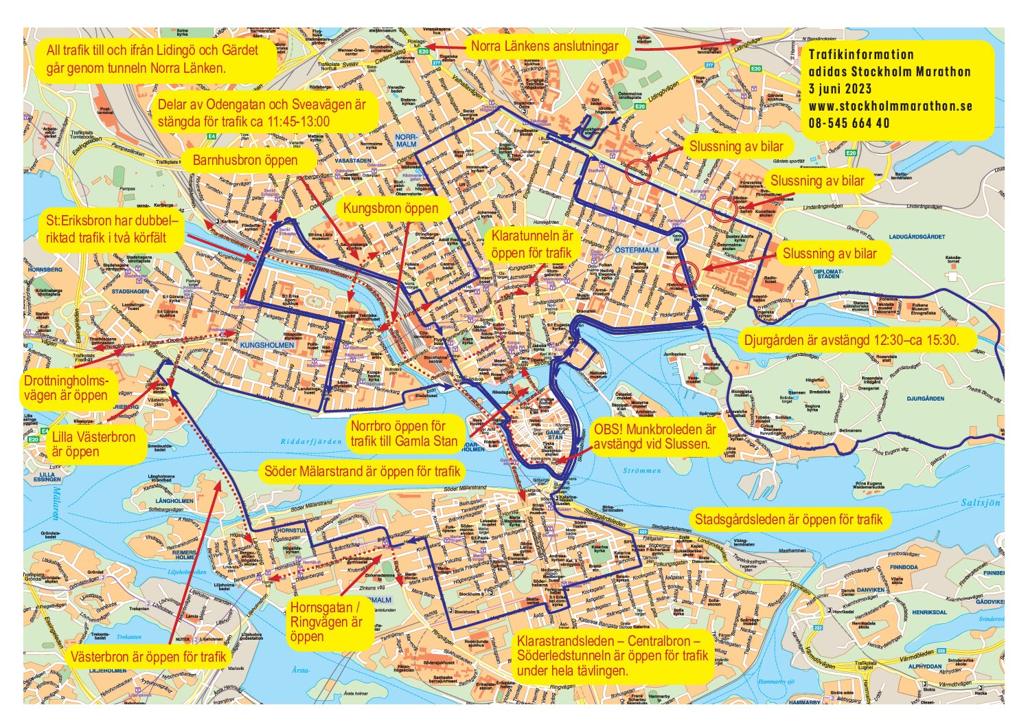 Trafikinformation - Stockholm Marathon - Royal Djurgarden